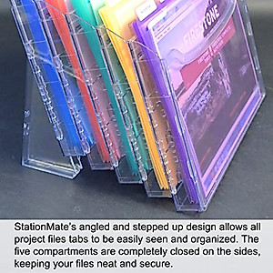 Ultimate Office StationMate StepUp Polystyrene File Desktop Organizer with 18, 3rd-Cut PocketFile Project Files, Clear