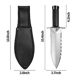 Metal Detector Digger Tool, Sturdy Serrated Edge Metal Detecting Shovel, Heavy Duty Double Serrated Digging Tools for Metal Detector, Gardening Accessories Digging Knife with Sheath for Belt Mount