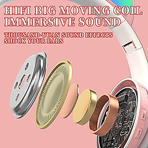 Head-Mounted Folding Wireles Bluetooth Headset - Foldable LED Flashing Light Soft Earmuffs Over Ear Hi-Fi Stereo Wireless Stereo Headphones Gift for Sports Gaming Office Outdoor