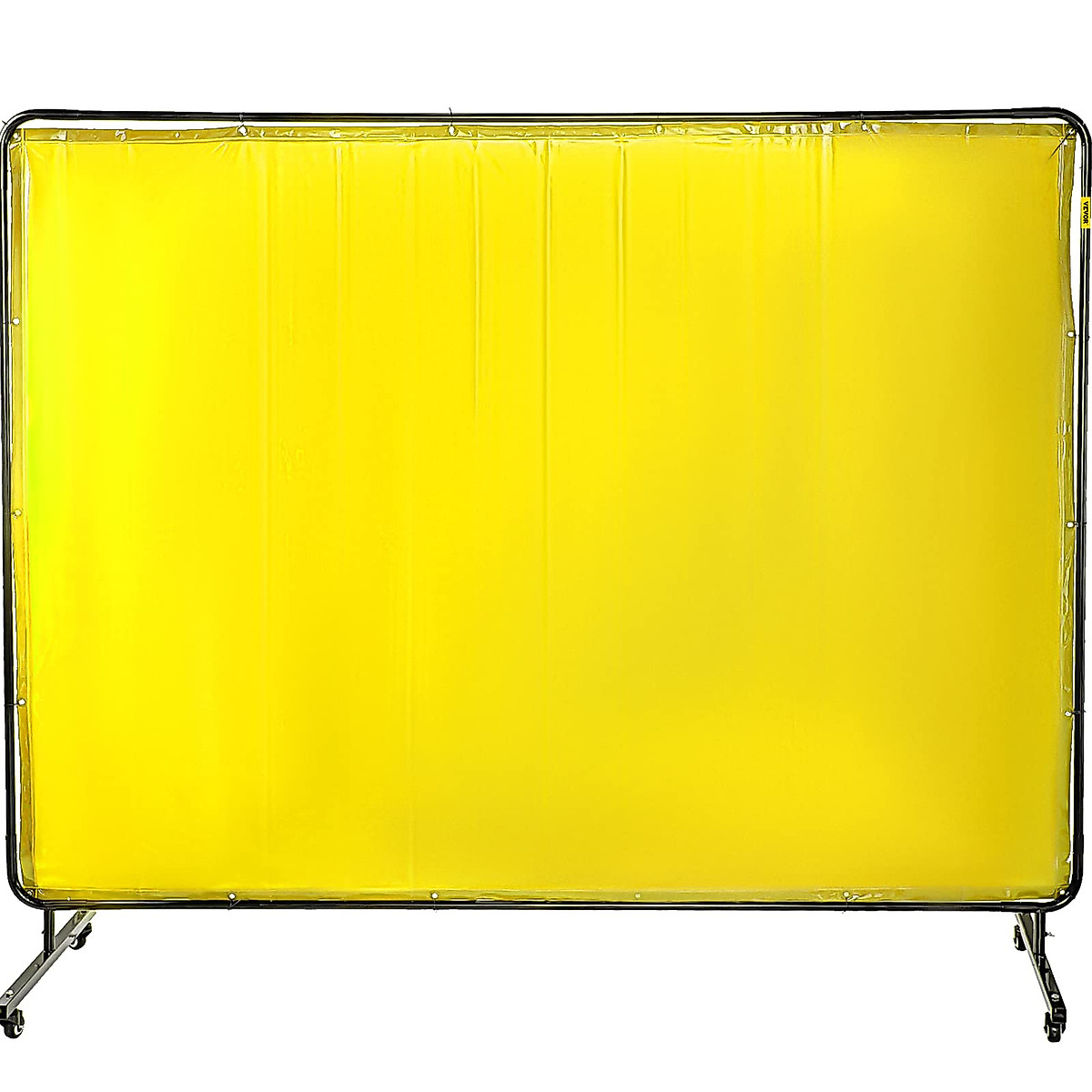 Mophorn Welding Screen with Frame 8' x 6', Welding Curtain with 4 Wheels, Welding Protection Screen Yellow Flame-Resistant Vinyl, Portable Light-Proof Professional
