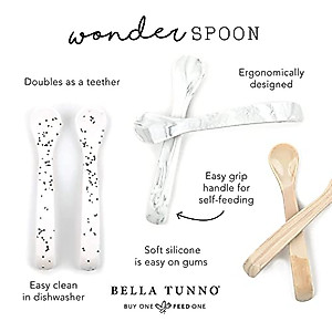 Bella Tunno Wonder Spoons - Soft Baby Spoon Set Safe for Baby Teething & Toddler Spoons, Food-Grade BPA Free Silicone Self Feeding Spoon 2pk, Darling Brunch Babe