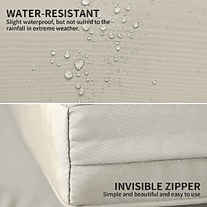 WAROOM Outdoor Cushion Covers for Patio Furniture 7 Piece Set, Replacement Cushion Slipcovers Fits 6 Seater Outdoor Couch Rattan Sectional Sofa, Water Repellent Pillow Cover Only, Khaki