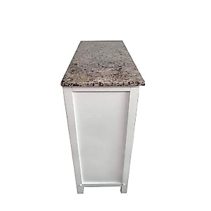 Kings Brand Furniture - Haber Marble Finish Top White Kitchen Island Storage Cabinet