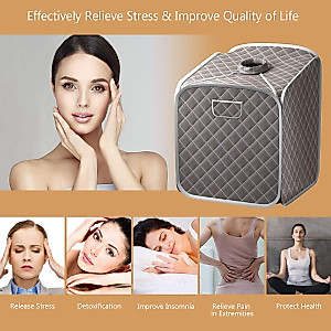 Giantex Portable Steam Sauna Spa 2L Folding Private Sauna Tent W/Chair Foot, Massage Roller, Absorbent Pad,9 Adjustable Temperature Levels for Stress Fatigue 33 x 33x 42 Inch (Gray)