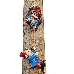 Gnome Tree Hugger Figurines Miniature Fairy Elf Climbing Tree Hanging Statue Garden Sculpture Decorative Outdoor Ornaments