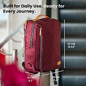 Nordace Siena Smart Backpack with USB Charging - 15.6 Inch Laptop Backpack, 19L Daily Backpack for Travel, Everyday, or Work (Red)
