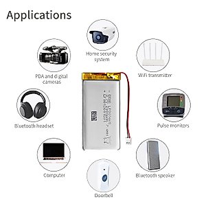EEMB Lithium Polymer Battery 3.7V 2000mAh 803465 Lipo Rechargeable Battery Pack with Wire JST Connector for Speaker and Wireless Device- Confirm Device & Connector Polarity Before Purchase