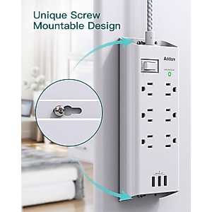 Power Strip Surge Protector, Addtam 6 Outlets and 3 USB Ports 5Ft Long Extension Cord and Power Strip with USB, Addtam ETL Certificate Flat Plug Extension Cord with 3 USB Ports, 3 Outlets