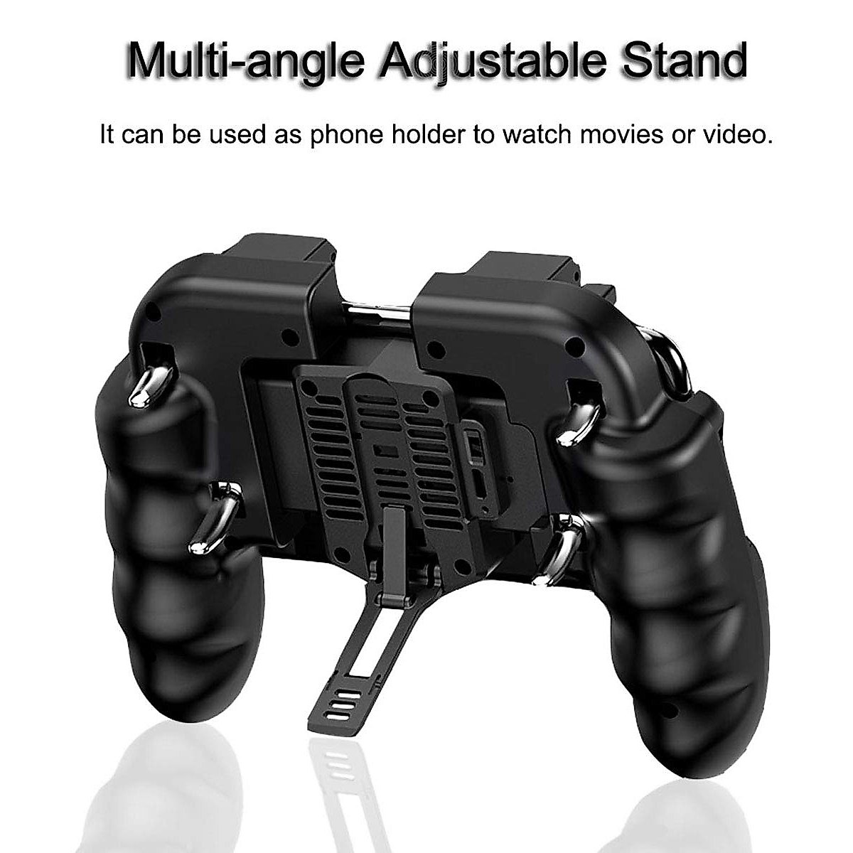 4 Trigger Mobile Game Controller with Cooling Fan for PUBG/Call of Duty/Fortnite [6 Finger Operation] YOBWIN L1R1 L2R2 Gaming Grip Gamepad Mobile Controller Trigger for 4.7-6.5" iOS Android Phone
