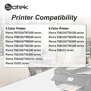 Sotek 280XL 281XL 280 281 C A K E Ink Cartridges, Work with PIXMA TR7520 TR8520 TR8620 TS6120 TS6220 TS8120 TS8220 TS9120 TS9520 TS9521C TS702 Printer 5 Color Without Photo Blue