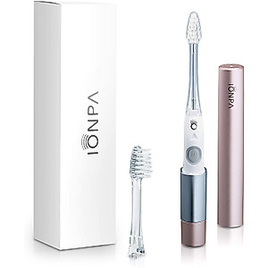 IONIC KISS IONPA DM Pink Compact Ionic Power Electric Toothbrush with Travel Cap, Brushing Timer, 2 Modes, 2 Soft Extended Filament Brush Heads Made in Japan, KISS You Outdoor DM-011PG