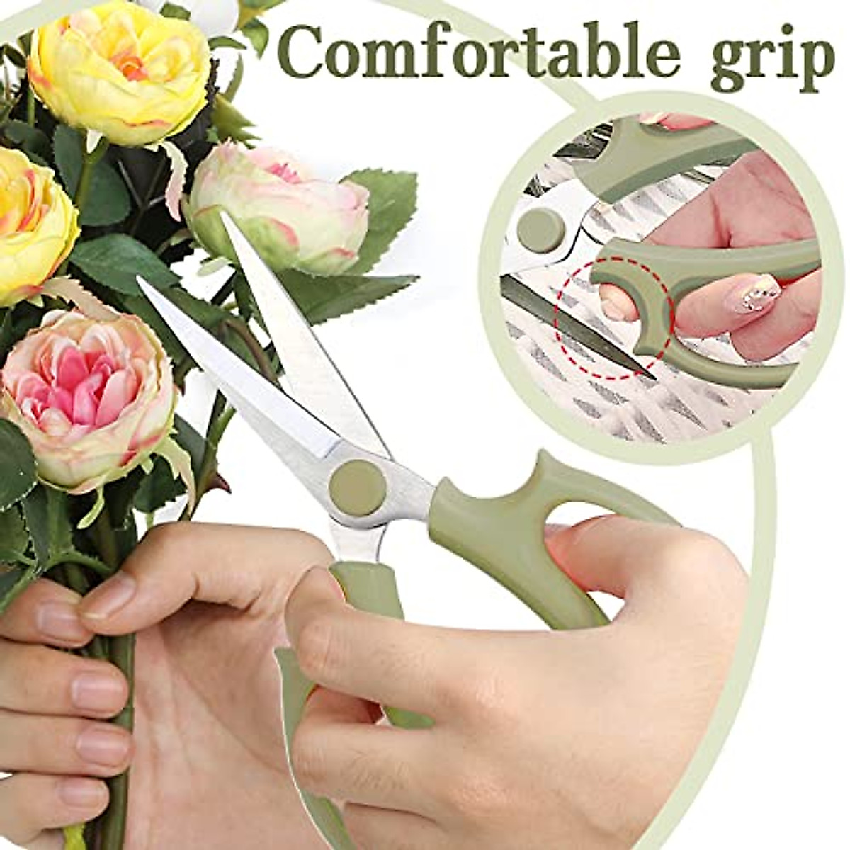 3Pcs Garden Flower Scissors,Floral Scissors Pruning Shears,Stainless Steel Flower Scissors with Comfortable Grip Handles,Premium Garden Clippers for Flower Arrangement,Gardening Tool