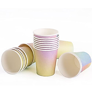 Gudvilla 200Pcs Pastel Plates Rainbow Birthday Paper Plates Decorations Party Supplies Disposable Paper Plates and Napkins Cups for Baby Showers Bridal Party Wedding,Serves 50