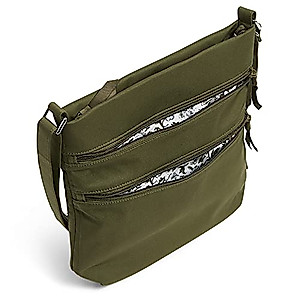 Vera Bradley Women's Cotton Triple Zip Hipster Crossbody Purse, Climbing Ivy Green, One Size