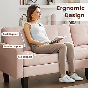 XIZZI 80" Small Sectional Sofa Couches for Living Room,L-Shape Sofa Couch with Chaise,Cloud Couch for Office,Comfy Chaise Sofa for Apartment Small Space (Corduroy,Right Facing Chaise, Pink)