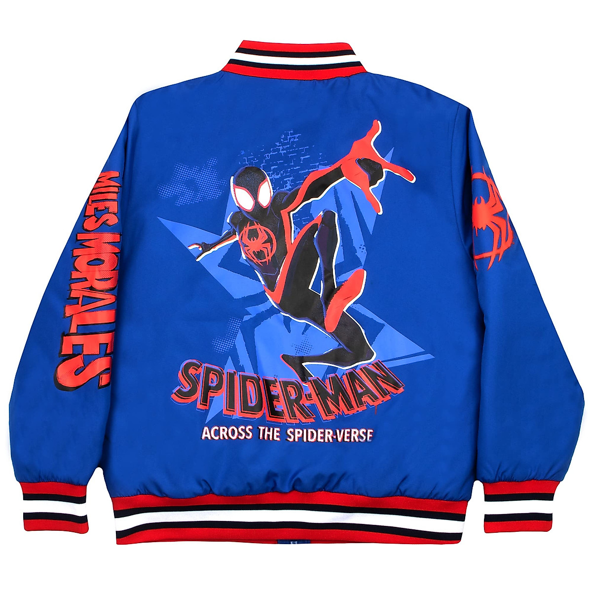 Marvel Superheroes Bomber Jacket for Boys, Avengers and Spider-Man Bomber Jacket (Royal Blue, Size 7)