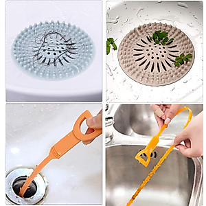 Drain Hair Catcher Shower Drain Hair Trap and Drain Hair Clog Hair Trap Remover Cleaning Tool Snake Shower Drain Protectors for Tub Bathtub Sewer Kitchen 5 Pack