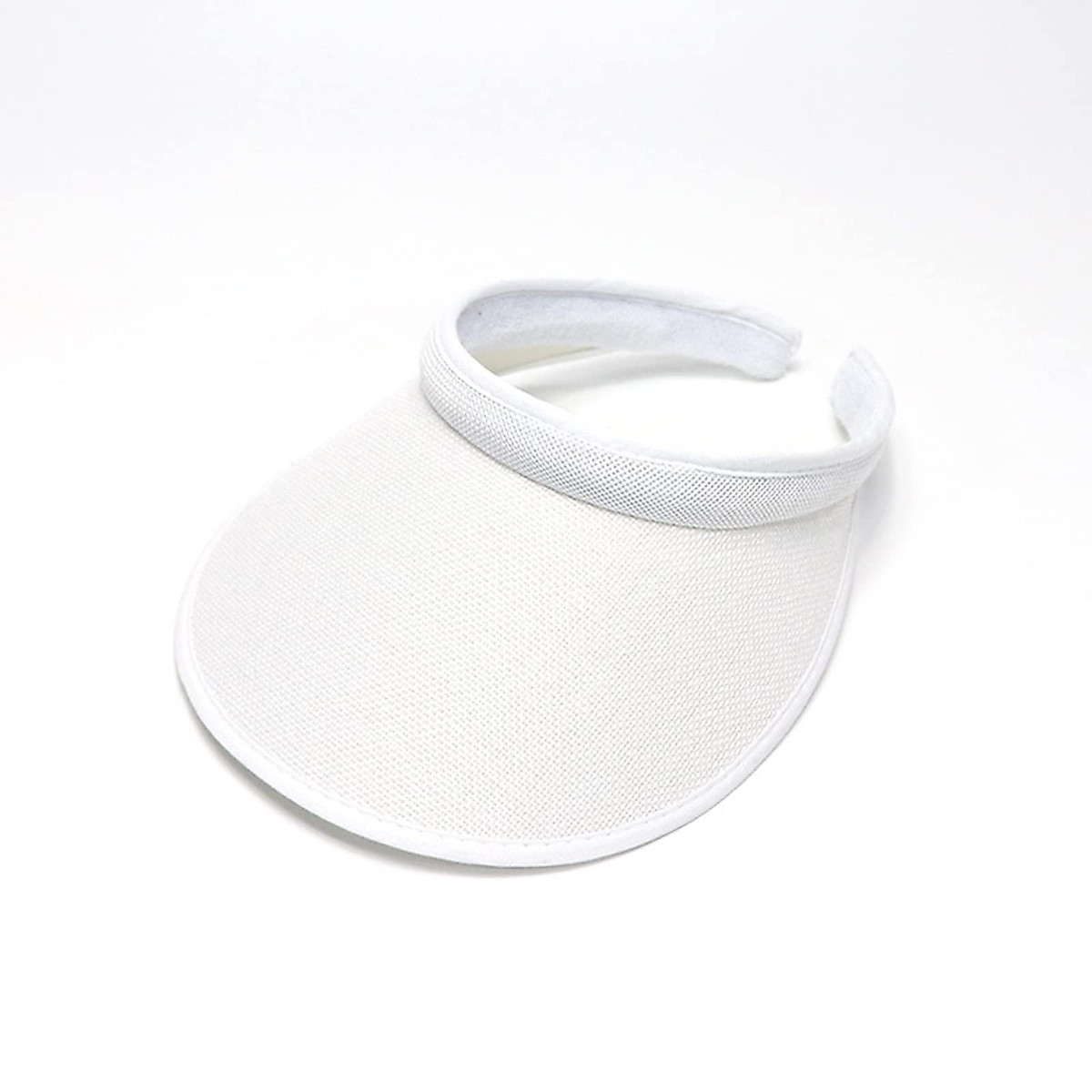 jecvxor Cloth Covered Slip-On Visor for Women, Adjustable Cap Sports Sun Visors for Men, Women's Clip On Golf/Tennis/Running Visor Hat (White)