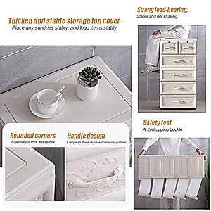 TFCFL 5 Layers Storage Cabinets 6 Drawer White European-Style Plastic Dresser Storage Closet Organizer for Home Office Bedroom
