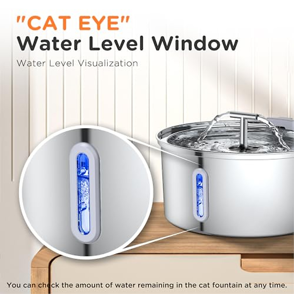 ValueTalks108oz/3.2L Stainless Steel Cat Water Fountain, Automatic Pet Water Fountain Dog Water Dispenser with Water Level Window, Double Outlet for Cats and Dogs Inside, Ultra-Quiet & Easy Cleaning