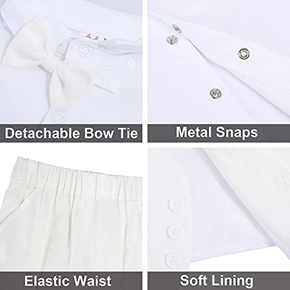 A&J DESIGN Baby Boy Baptism Outfits Toddler Christening Suits Wedding Ring Bearer Formal Suspenders Dress Clothes with Hat Ivory 3T