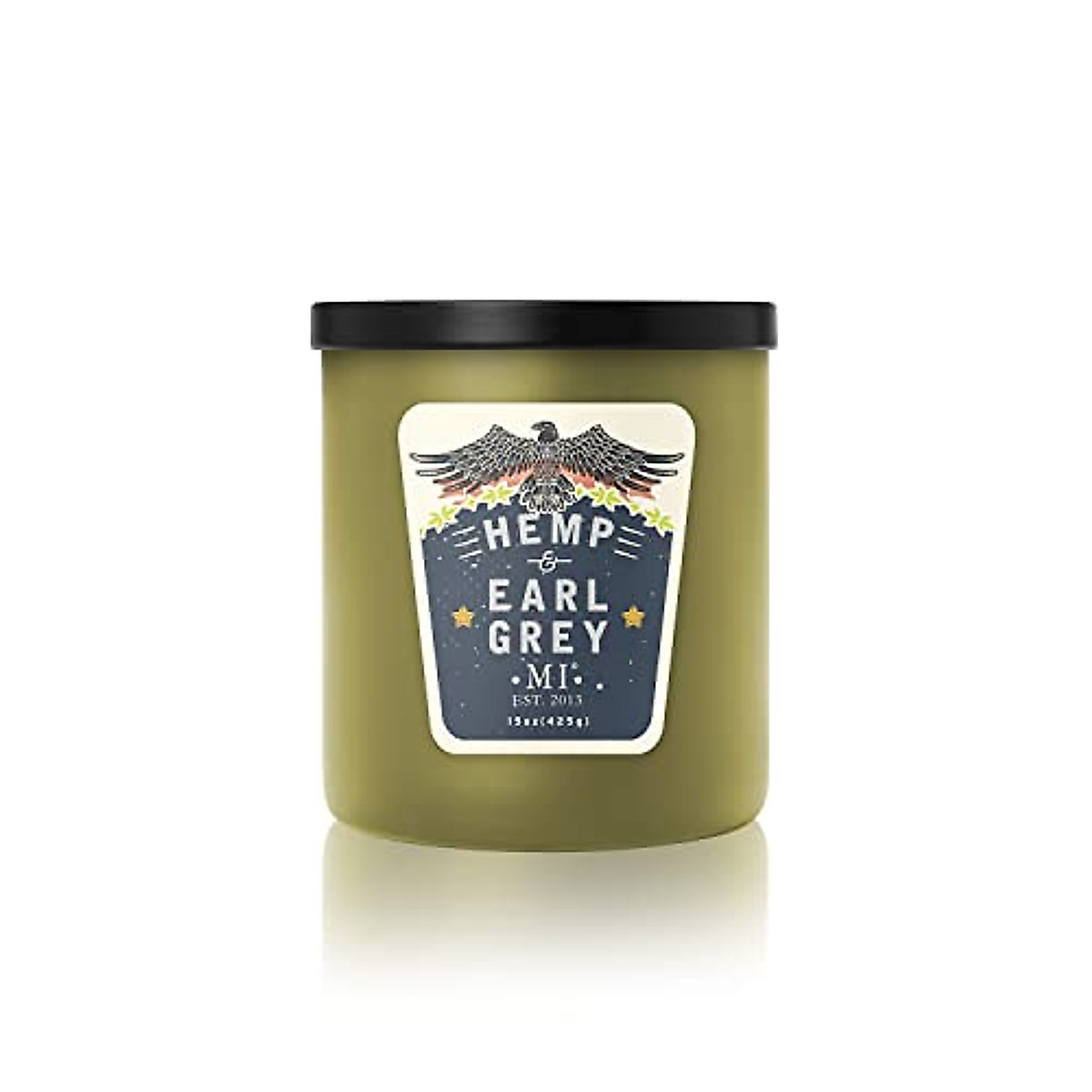 Manly Indulgence Hemp & Earl Grey Scented Jar Candle, All American Collection, 2 Wick, Green, 15 oz - Up to 60 Hours Burn