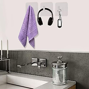 Sibba 12Pcs Adhesive Utility Hooks Wall Heavy Duty Large Hooks Self Sticky Hook Clear Strips Hooks Hanging Utility Hooks Home Storage Hook for The Drill Avoid Sticky Strips Fit Home, Bath, Kitchen