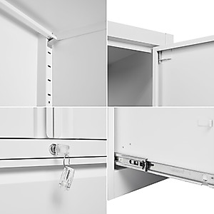 SISESOL Metal Storage Cabinet with Drawers, 71" File Cabinets for Home Office, Locking Steel Storage Cabinet with Doors and Shelves for Home, Office, Warehouse, Garage, School (White, 2 Drawers)