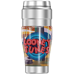 Looney Tunes Bugs And Elmer THERMOS STAINLESS KING Stainless Steel Travel Tumbler, Vacuum insulated & Double Wall, 16oz