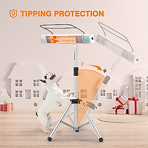 YOLENY 1500W Infrared Patio Heater Adjustable Tripod, Electric Patio Heater with Remote Control, Indoor & Outdoor Heater, Mount to Ceiling&Wall, for Porch, Balcony, Garage, Backyard