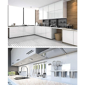 118"X15.7"Contact Paper White Contact Paper for Countertops Glossy White Peel and Stick Wallpaper Decorative Kitchen Cabinets Shelf Drawer Liner Self-Adhesive Watertproof Removable Vinyl Film Paper