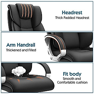 AYEASY Office Chair with High Back Padded Armrests, Lumbar Support Tall Executive Office Chair, Ergonomic Comfort Modern Leather Chair, Adjustable Height Black Desk Chair with 360 Swivel PA Wheels