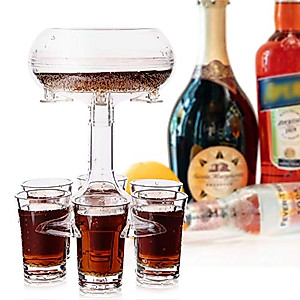6 Shot Glass Dispenser and Holder, Wine Decanter and Bar Shot Dispenser with 6 Pcs Acrylic Cup, Cocktail Dispenser, Dispenser for Filling Liquids, Carrier Liquor Dispenser Drinking Tool for Party