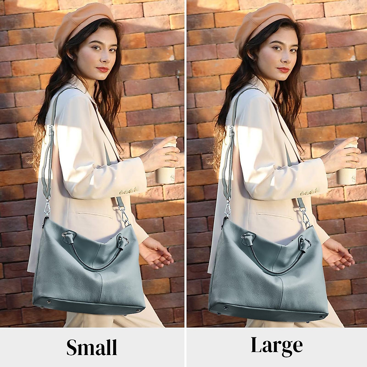 Kattee Women's Soft Leather Tote Bag, Top Satchel Purses and Handbags (Blue)