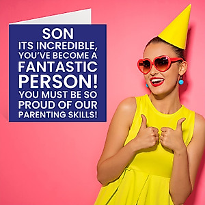 Funny Birthday Cards for Son - Amazing Person - Joke Happy Birthday Card for Son from Mom or Dad, Son Birthday Gifts from Parents, 5.7 x 5.7 Inch Birthday Greeting Cards Gift for Son
