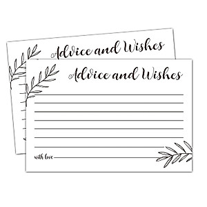 Advice and Wishes Cards, 50 Cards, for Wedding, New Mr and Mrs, Baby Shower, Retirement, Graduation, Anniversary (4inch x 6inch), White