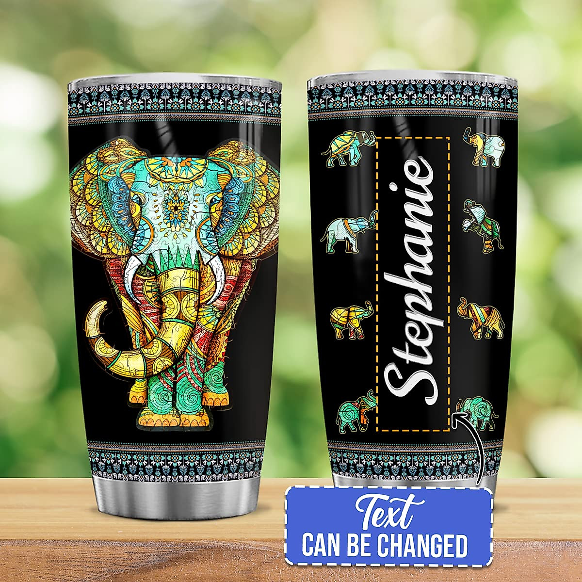 Wassmin Personalized Elephant Tumbler 20oz 30oz Custom Name Elephant Gifts For Women Kids Teen Drinking Cup Tumblers Coffee Travel Mug Birthday Christmas Presents Gifts Stuff For Animal Lovers
