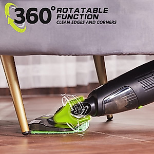 Vacuum Mop Cordless Hard Floor Vacuum Cleaner and 2 Packs Recyclable Cleaning Mop Pad, Black, KB-9009A