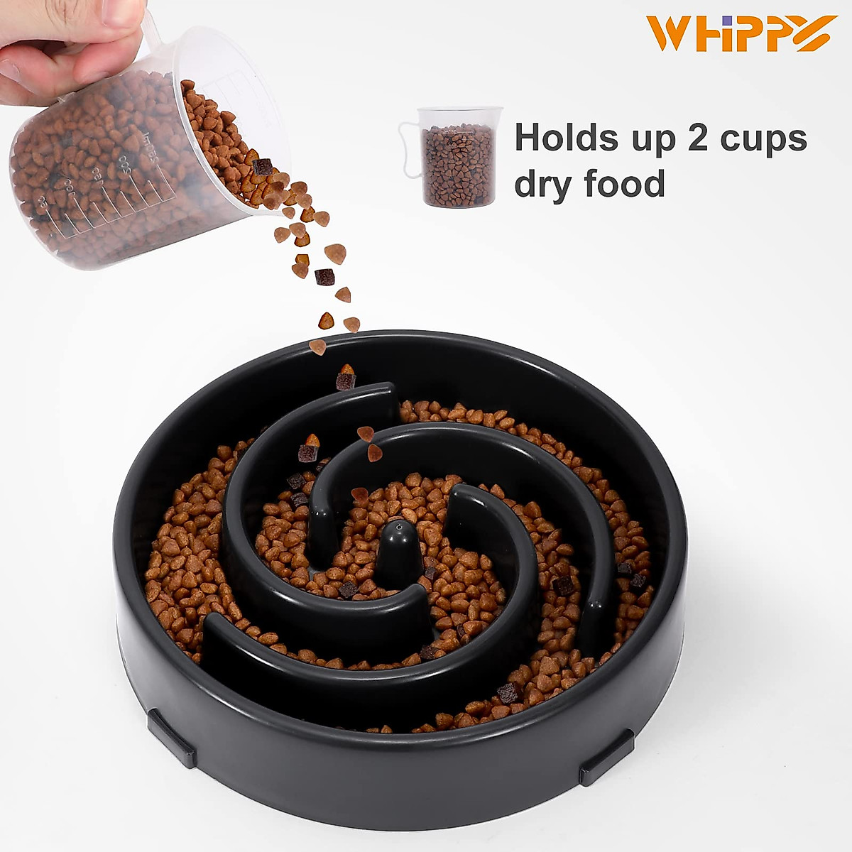 WHIPPY Slow Feeder Bowl for Small Medium Dog Fun Maze Feeder Dog Food Water Bowl Anti-Slip Puzzle Bowl No Chocking Healthy Interactive Bloat Stop Dog Bowl Dish,Medium,Black