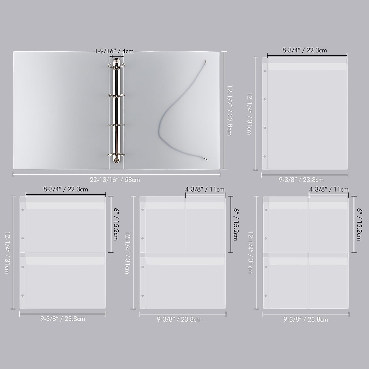A4 Die Storage Book Binder,Die&Stamp Storage Folder,Page Protectors Pockets Inserts Organizer for Cutting Dies Stencil Album Stamp Crafts,1PCS Storage Book Cover&20PCS Inserts with 1/2/3/4 pockets