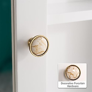 WELLFOR 48"x 30" Wall Mounted Medicine Cabinet with Double-Side Mirrors, Solid Wood Mirror Cabinet Storage with Open/Built-in 6 Shelves and Soft-Close Door, Wood Medicine Cabinet with Mirror