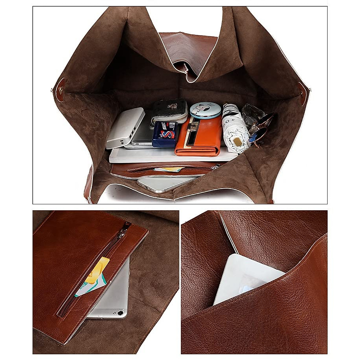 ZOSIVEB Large Tote Handbag, PU Leather Satchel Tote Shoulder Bags Purse Soft Crossbody Oversized Travel Tote Bag (Yellow)