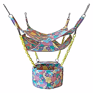 Ymid Select Multi-Purpose Small Pet Cage Hammock, Sugar Glider Bed Hammock Set Rat Bed Guinea Pig Cage Accessories Bedding Cozy Ferret Tunnel Cave Small Animals Bed for Chinchilla Parrot Hamster