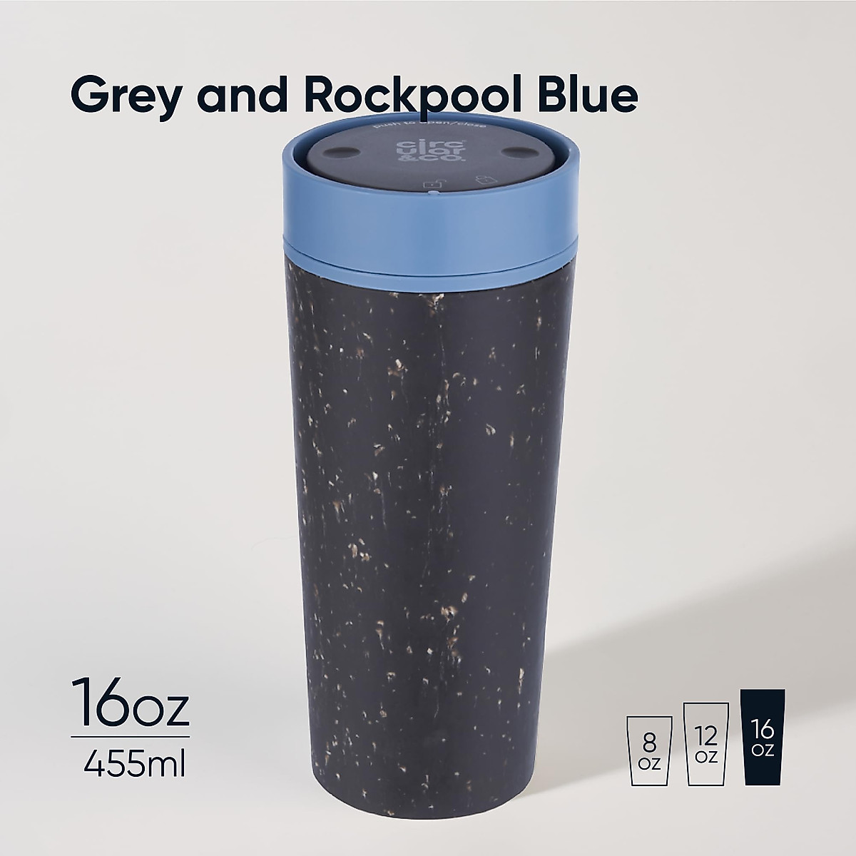 Circular & Co Reusable Coffee Cup - 16oz - 100% Leakproof Large Travel Mug - Made from Recycled Coffee Cups - Sustainble Coffee Tumbler - 360 Drinking - BPA Free - Dishwasher Safe