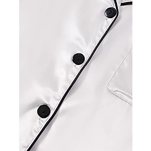LYANER Women's Satin Pajamas Set Short Sleeve Button Shirt Silky Sleepwear With Shorts Set PJ White Medium