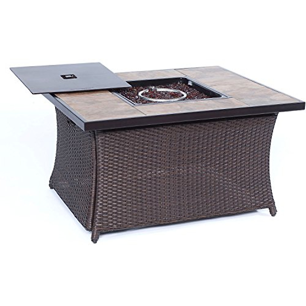 Hanover 40000 BTU Porcelain Stone Tile Square Fire Pit Table