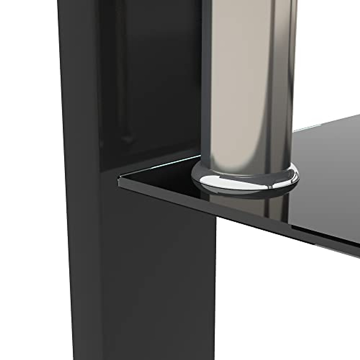 IANIYA Clear Glass Coffee Table Metal Tube (All-Black)