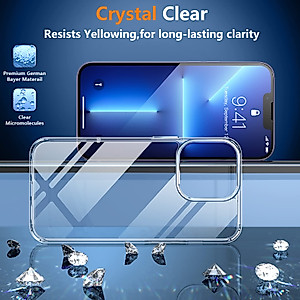 SPIDERCASE Designed for iPhone 13 Pro Max Case, [Crystal Clear Not Yellowing],with 2 Pcs [Tempered Glass Screen Protectors+Camera Lens Protectors] Slim Thin Phone Case, Clear