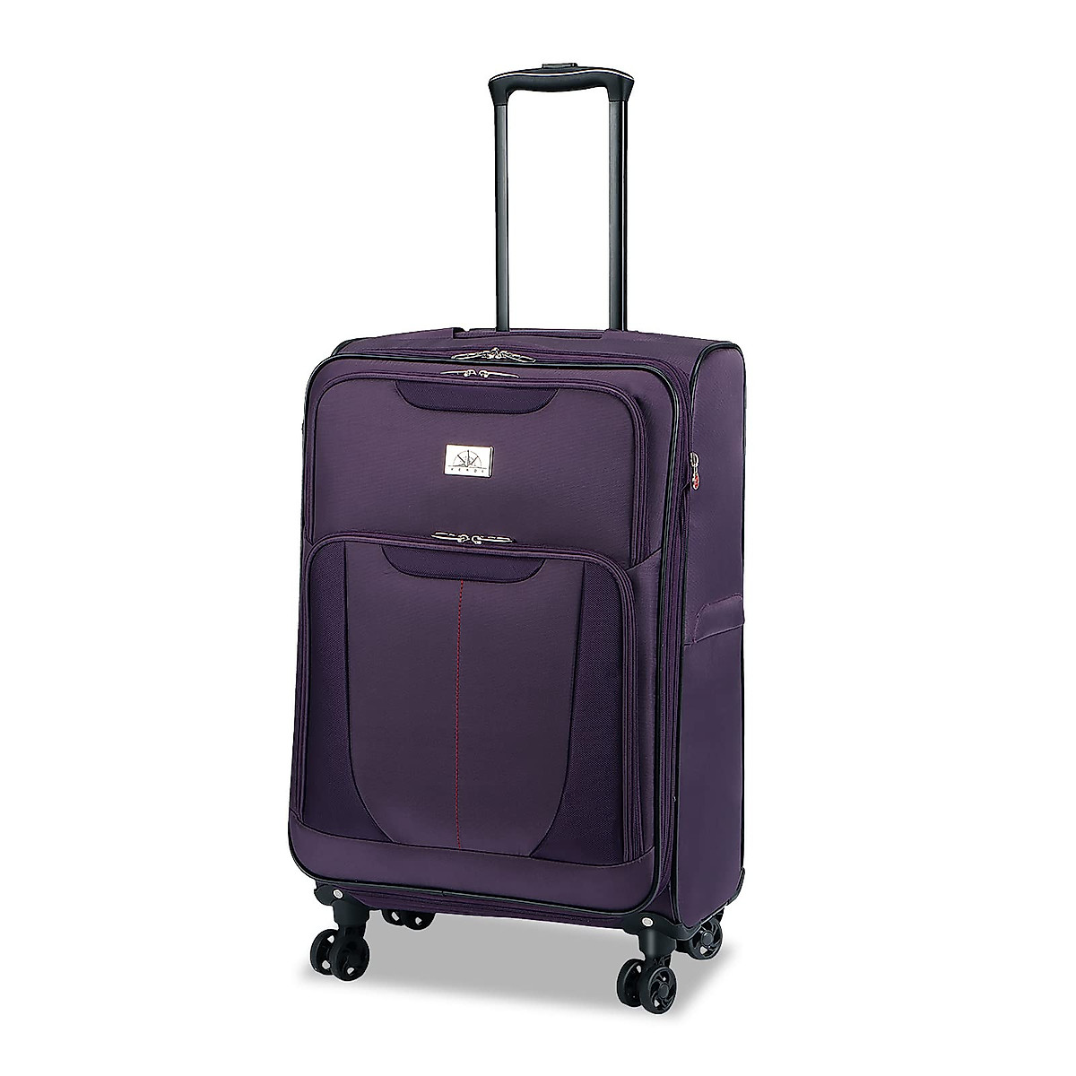 Verdi 24 Inch Luggage – Expandable Durable Softside Lightweight Suitcase with 8-wheel Spinners Medium Checked-Size Bag purple