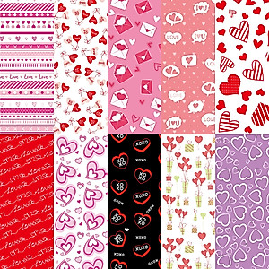 FANCY LAND 10 Sheets Valentine Wrapping Paper Sheets Wedding Valentines Day Gift Wrap Folded Large Sheets 20 X 28 Gift Decoration